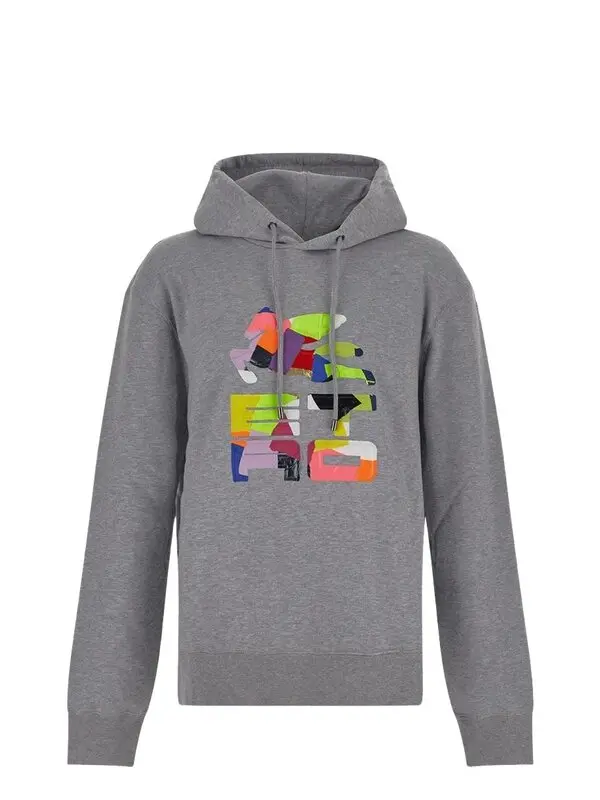 Etro Logo Printed Drawstring Hoodie - Gray