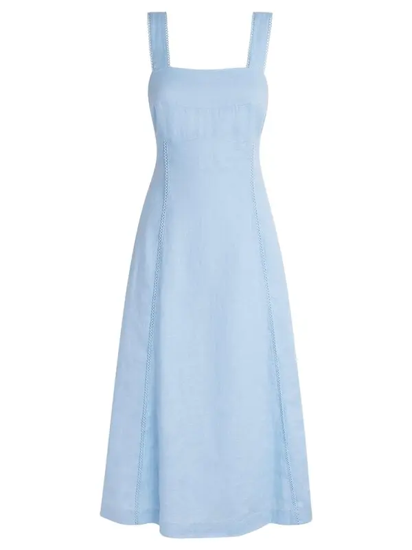 Heidi Klein Linen Tie-back Midi Dress - Blue
