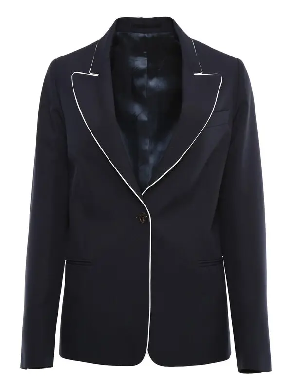 GOLDEN GOOSE Clara Blazer With Contrast Piping - Black