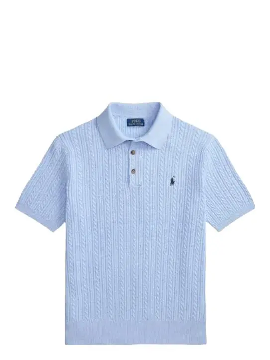 Polo Ralph Lauren Logo Embroidered Knitted Polo Shirt - Blue