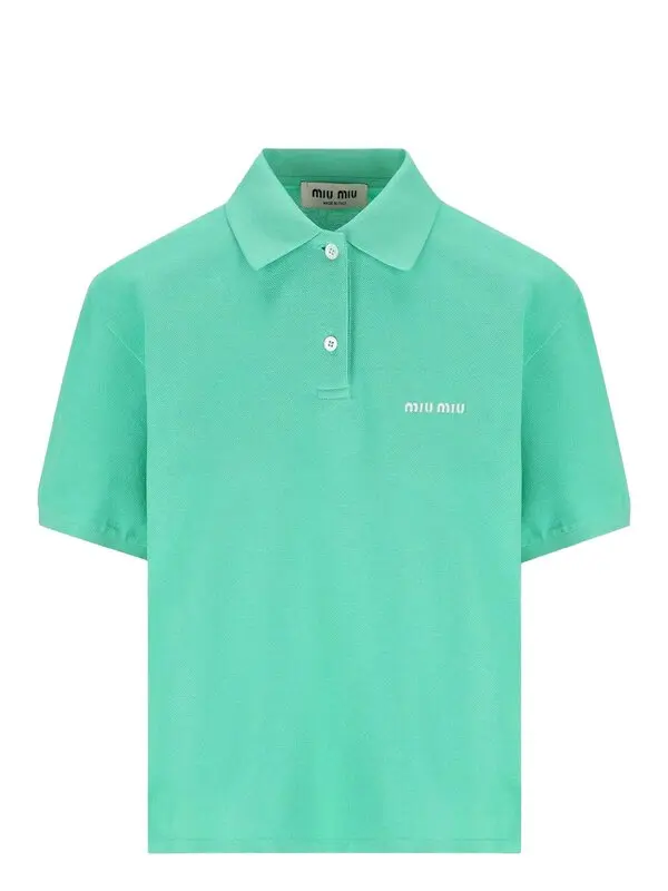Miu Miu Logo Piqué Polo T-shirt - Green