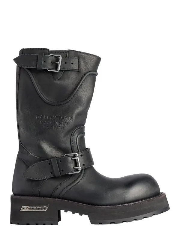 Balenciaga Worn-out Effect Leather Boots - Black