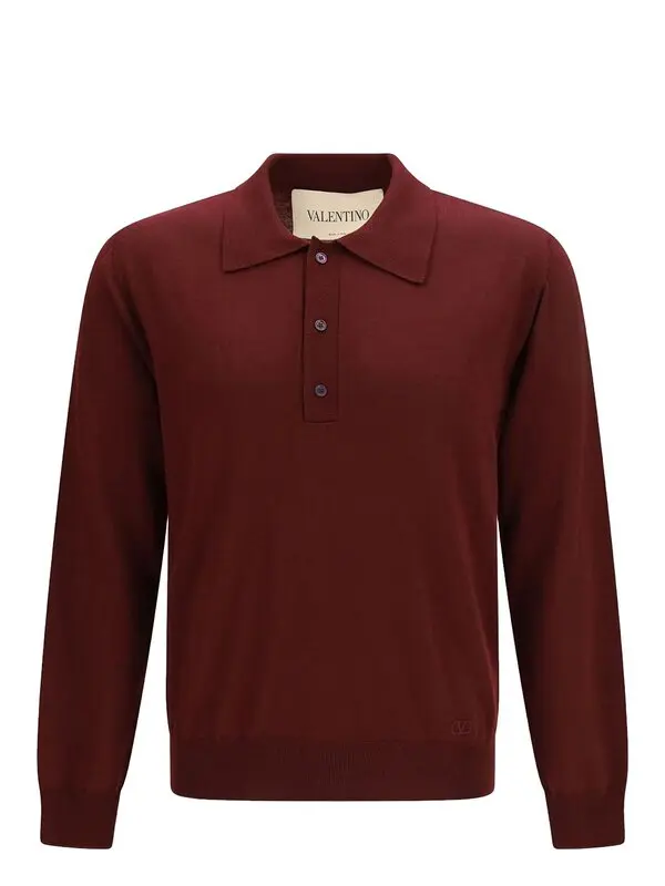 Valentino Garavani Wool Polo With Vlogo Embroidery - Red