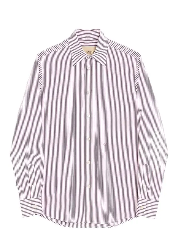 Valentino Garavani Shirt In Cotton Poplin With Vlogo Embroid - Red