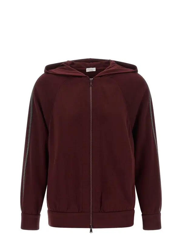 Brunello Cucinelli Cotton Blend Zip-up Hoodie With Monile Detail - Multicolor