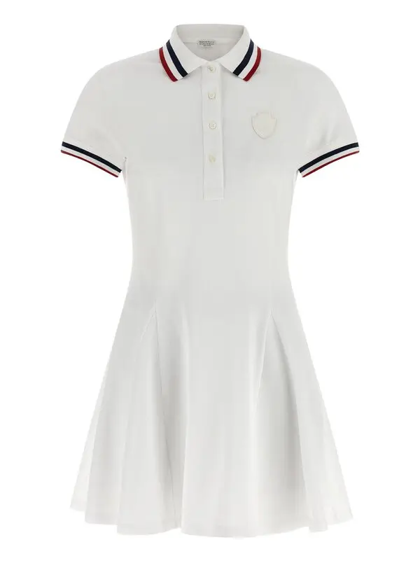 Brunello Cucinelli Mini Tennis Dress With Logo Patch - White