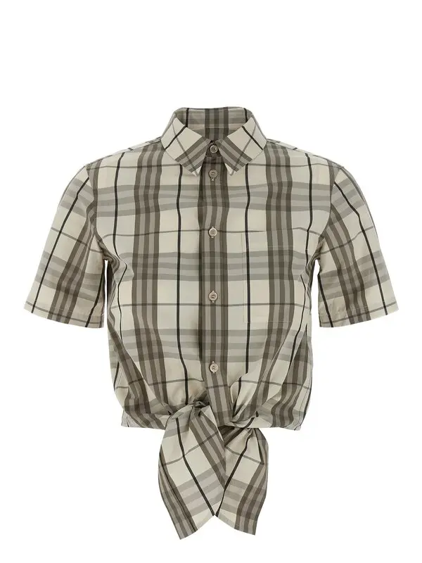 Burberry Cropped Check Print Cotton Shirt - Multicolor