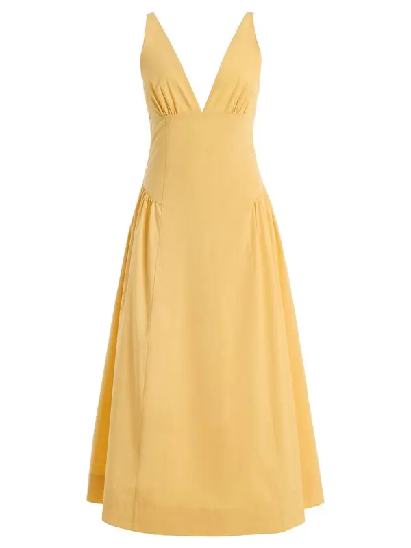 Posse Lindie Cotton Midi Dress - Yellow