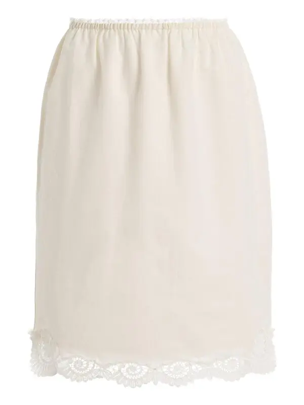 Posse Darya Lace-trimmed Linen-cotton Midi Skirt - Ivory