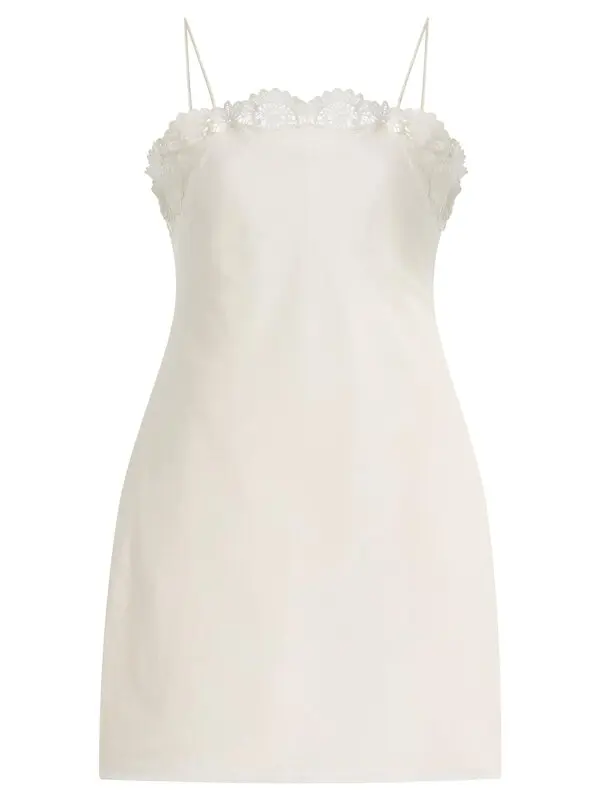 Posse Darya Lace-trimmed Linen-cotton Mini Dress - Ivory