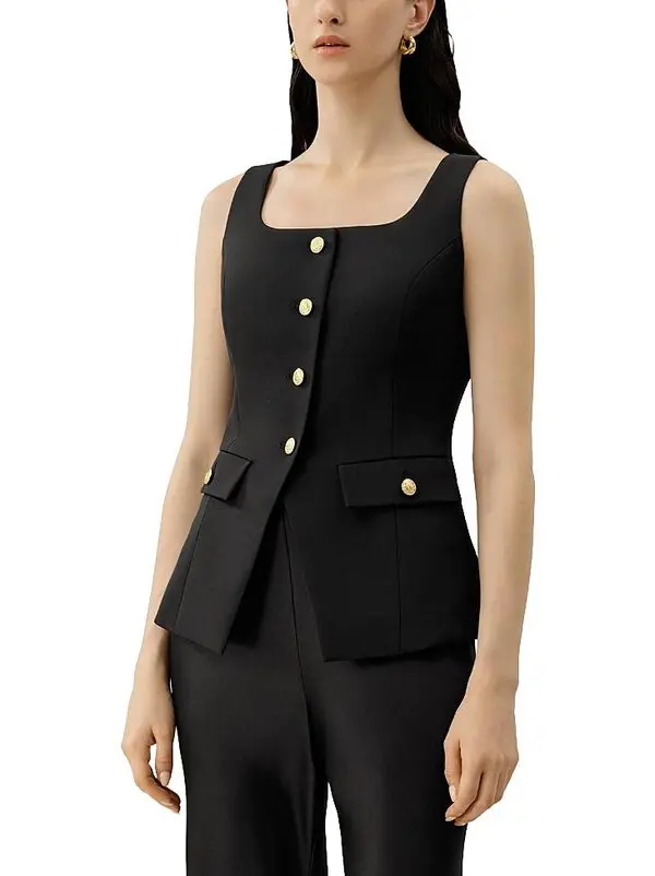 Lilysilk U-neck Sleeveless Vest - Black