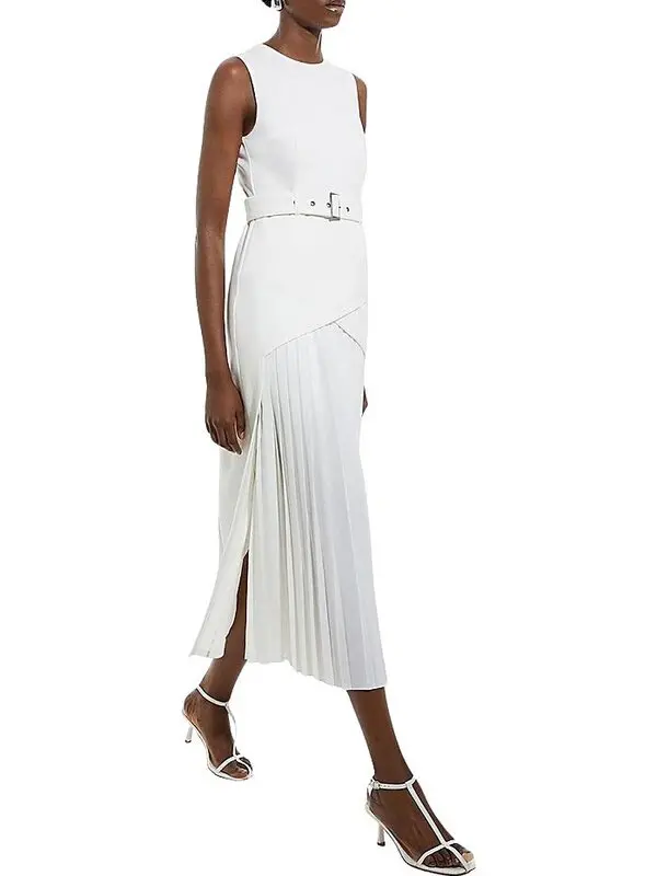 Karen Millen Jersey Pleated Maxi Dress - Ivory