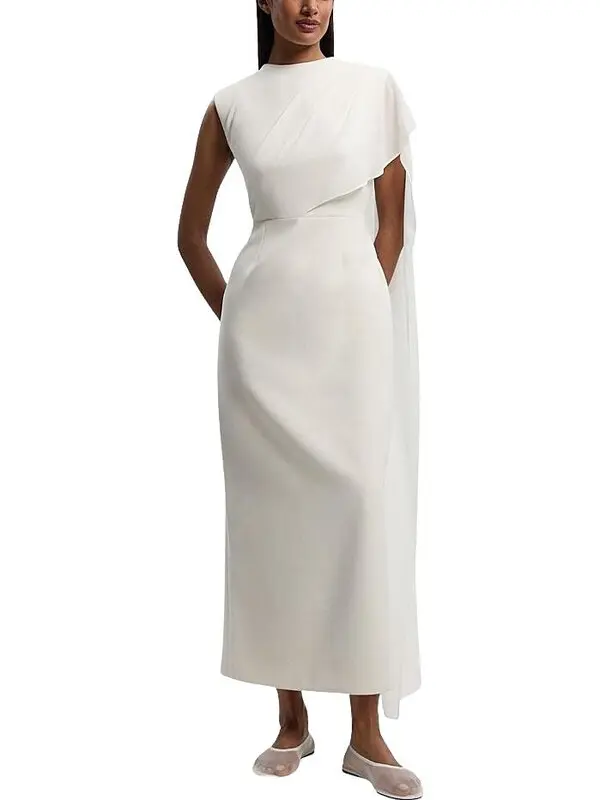 Karen Millen Cape Drape Maxi Dress - Ivory