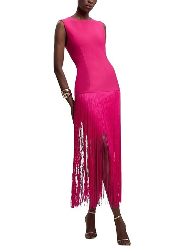 Karen Millen Form-fit Bandage Tassel Hem Mini Dress - Pink