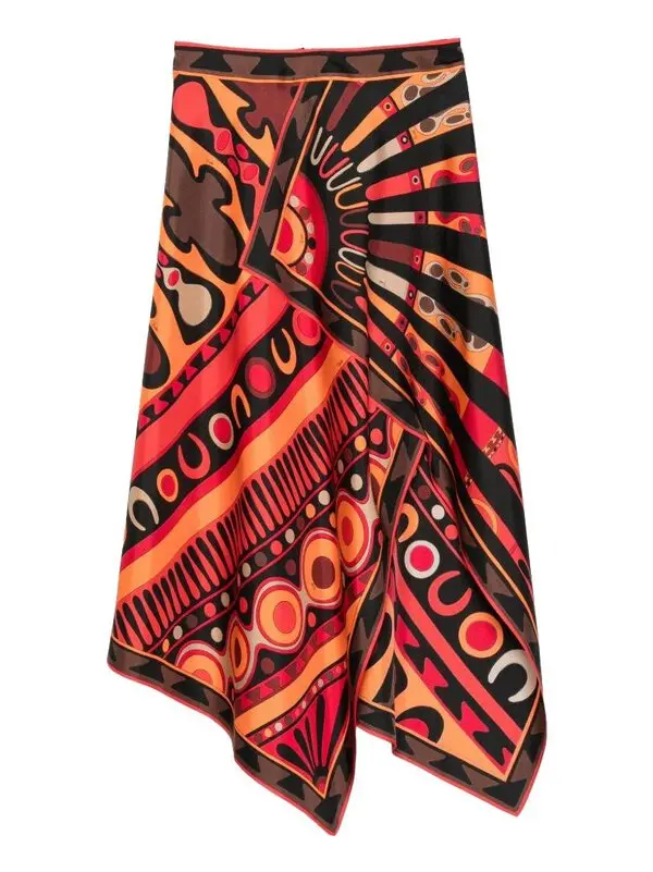 Emilio Pucci Printed Silk Skirt - Orange