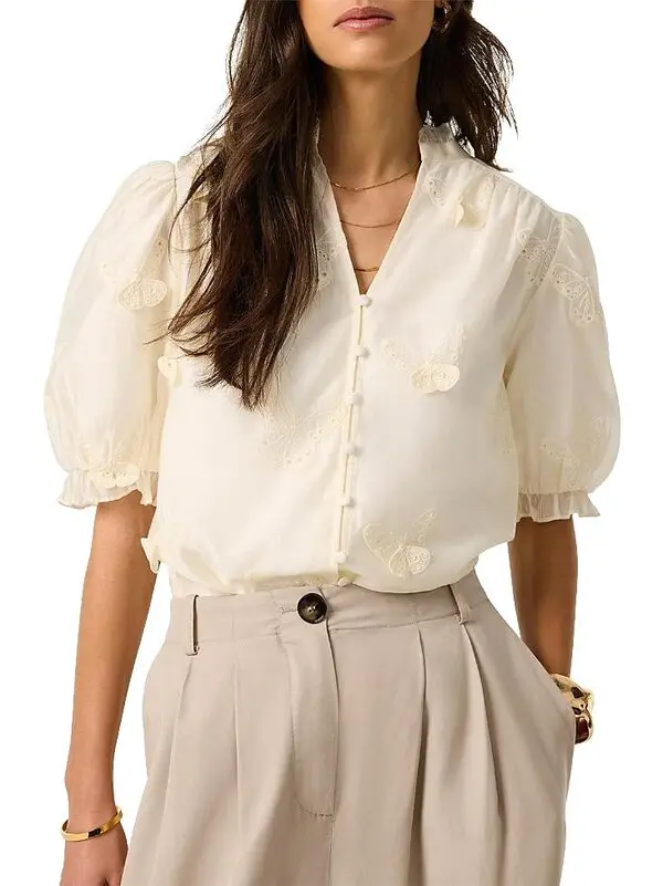 Mint Velvet Butterfly Applique Blouse - White