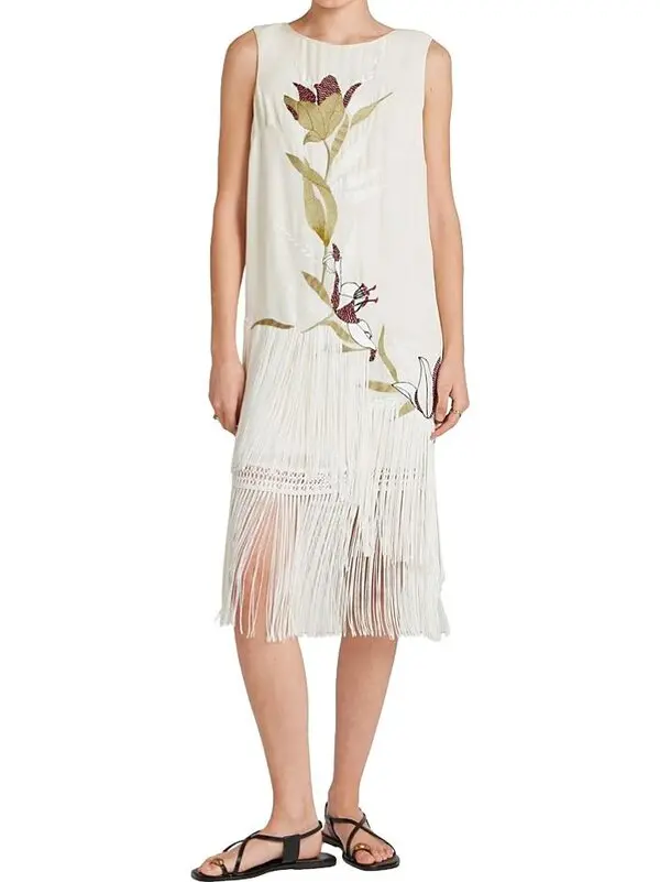 TEMPERLEY LONDON Madeline Mini Dress With Fringe - Ivory