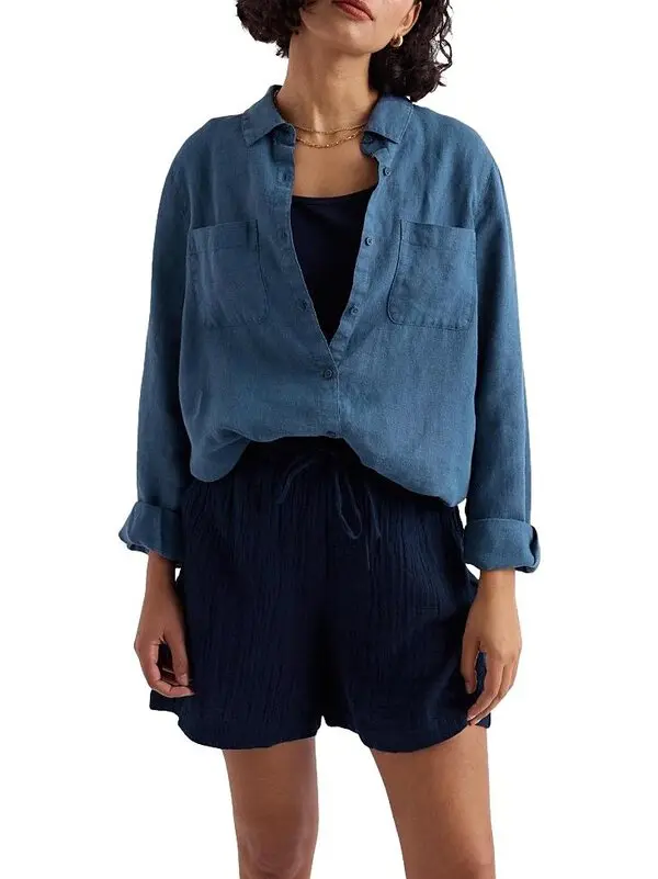 SEASALT CORNWALL Hazel Branch Linen Shirt - Dusk