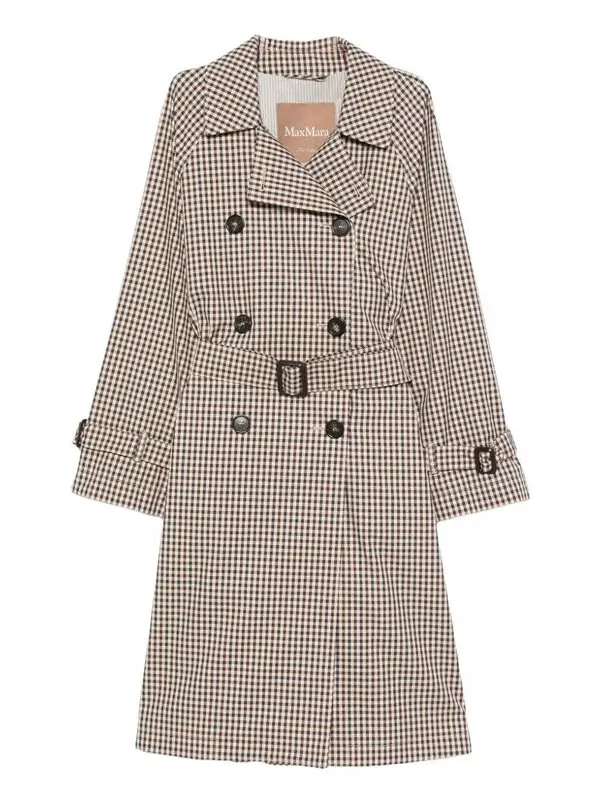 Max Mara Checked Cotton Blend Trench Coat - Brown