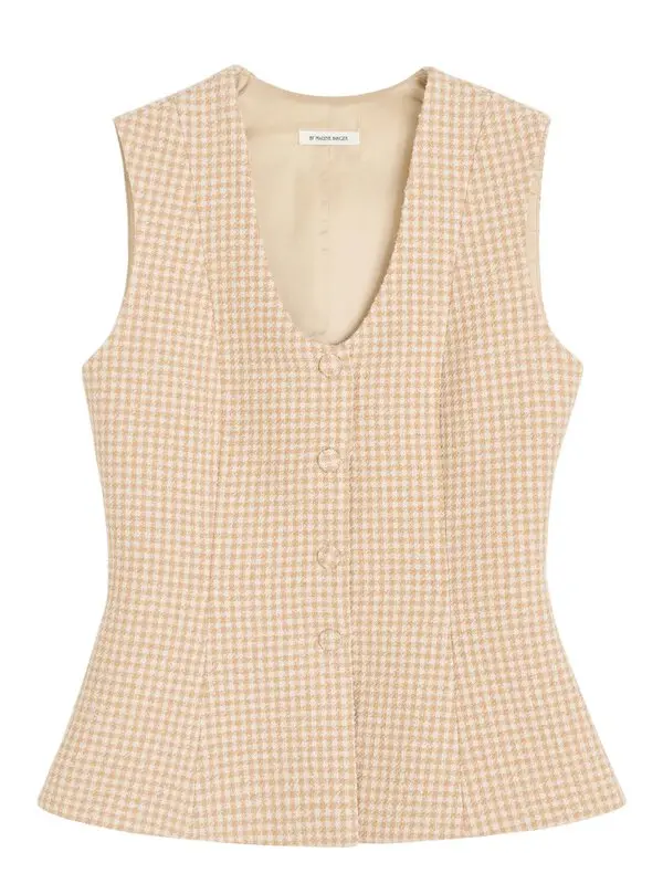 BY MALENE BIRGER Merlin Boucle Waistcoat - Beige Houndstooth