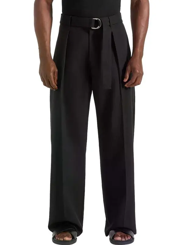 Manière De Voir Belted Wide-leg Trousers - Black