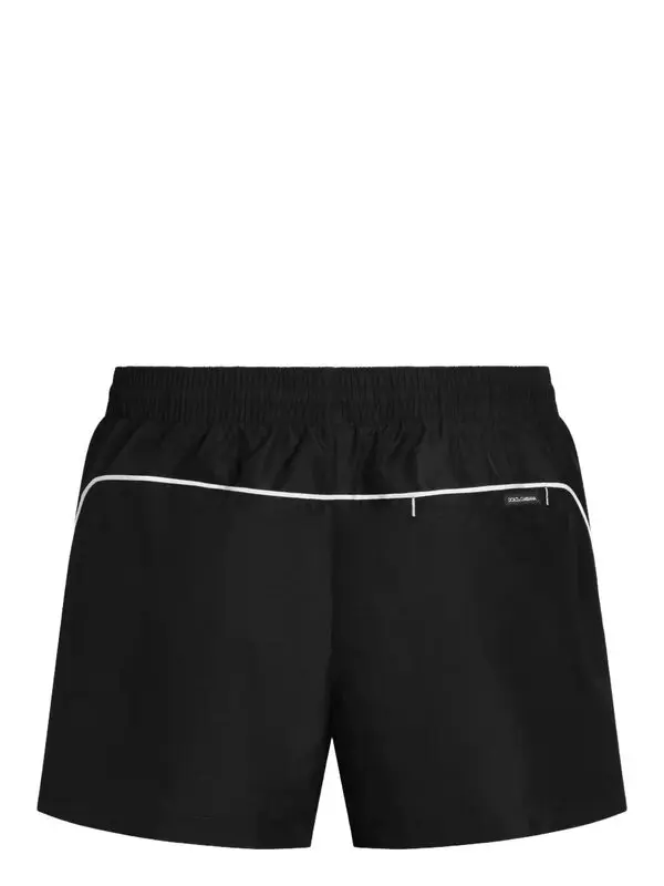 Dolce & Gabbana Logo Embroidered Swim Shorts - Black