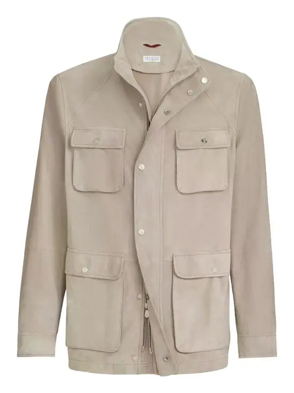Brunello Cucinelli Unlined Suede Safari Jacket - Neutrals