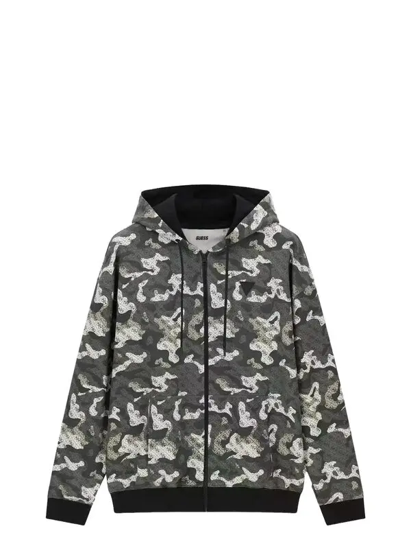 Guess Camouflage Print Hoodie - Grey