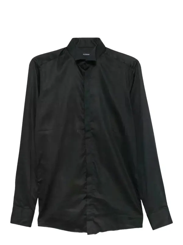 CARLO PIGNATELLI Classic-collar Concealed-placket Shirt - Black