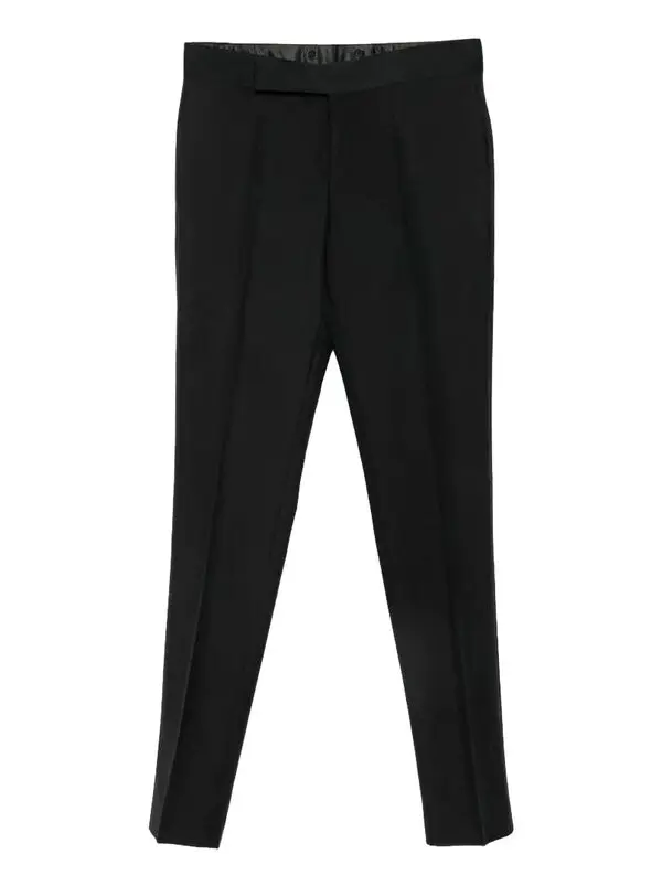 Emporio Armani Satin-trim Slim-fit Trousers - Black