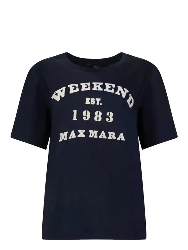 Max Mara Logo Print Cotton T-shirt - Blue