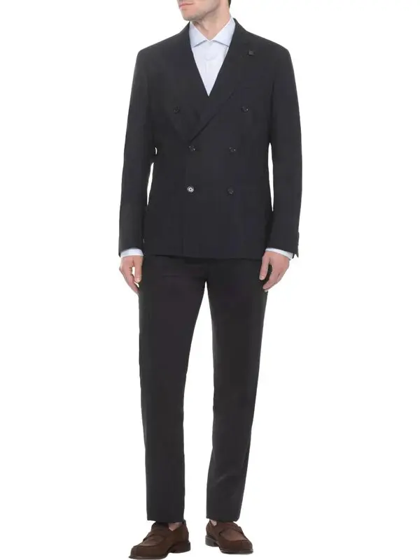 LARDINI Pinstripe Double-breasted Suit - Blue