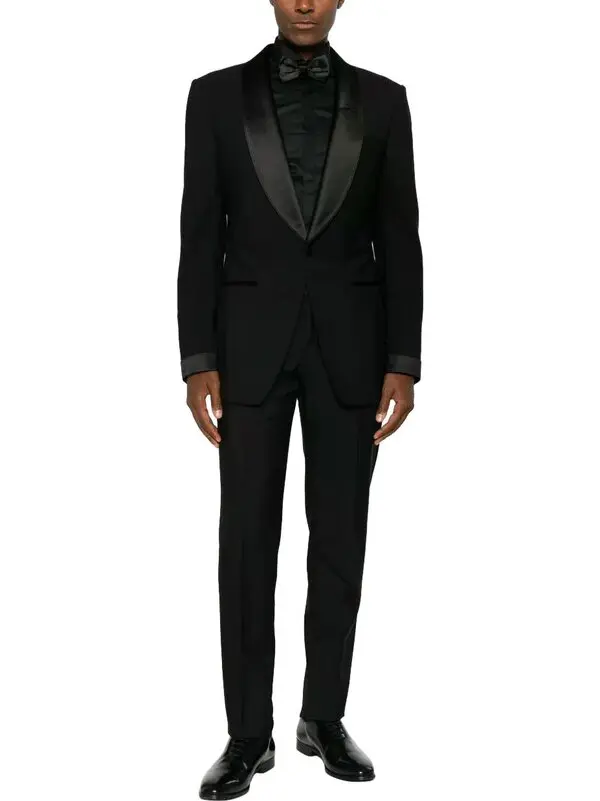 CARLO PIGNATELLI Classic-collar Concealed-placket Shirt - Black