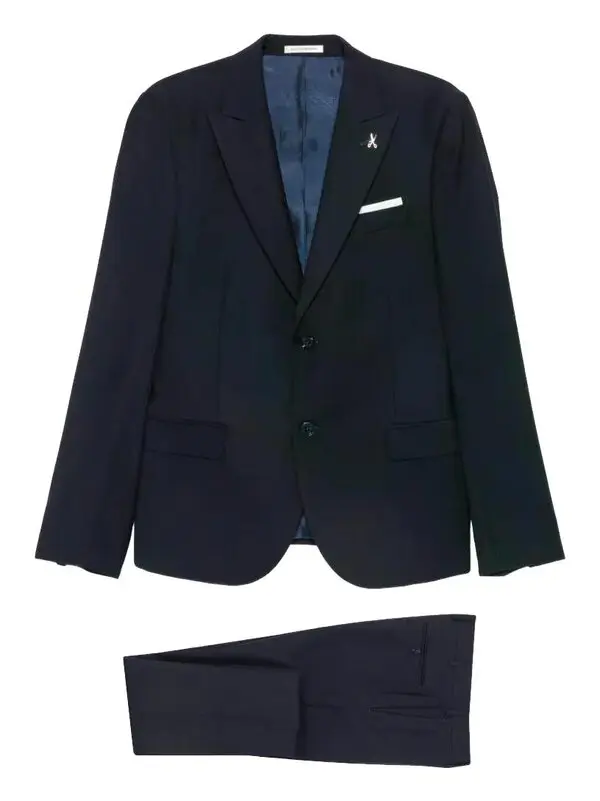 DANIELE ALESSANDRINI Textured Single-breasted Suit - Blue