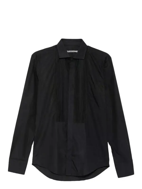 Brian Dales Pleated Bib-front Shirt - Black