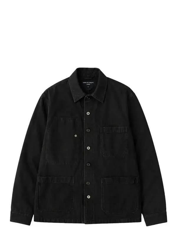 Comme Des Garçons Patch-pocket Cotton Overshirt - Black