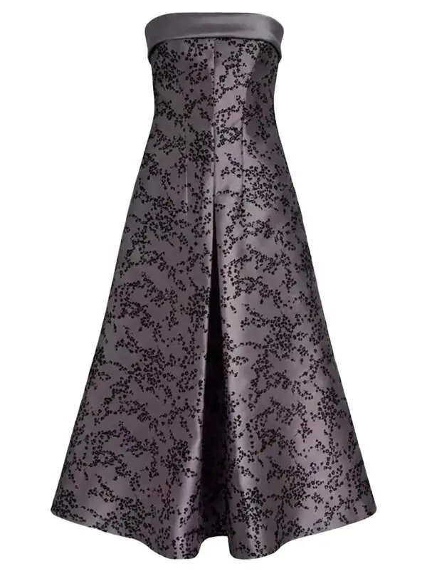 Alberta Ferretti Embellished Strapless Midi Dress - Grey