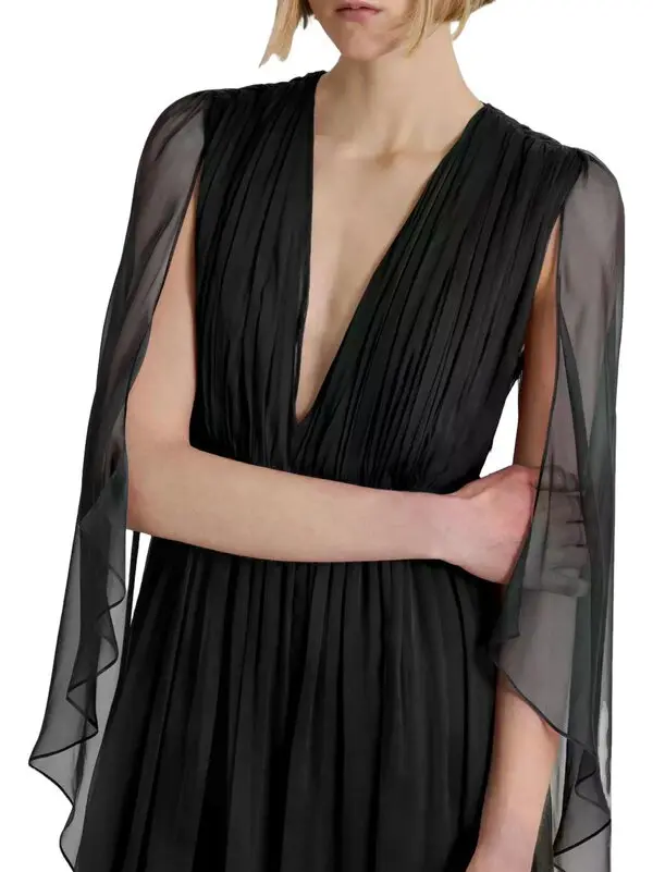 Alberta Ferretti V-neck Silk Dress - Black