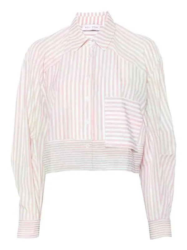 WEILI ZHENG Striped Cropped Shirt - Pink