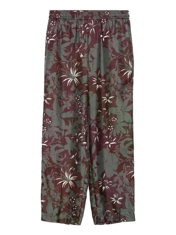 Gucci Floral-print Silk Trousers - Grey
