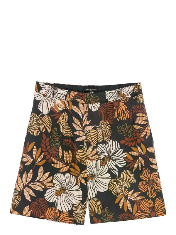 Brian Dales Floral Print Shorts - Black