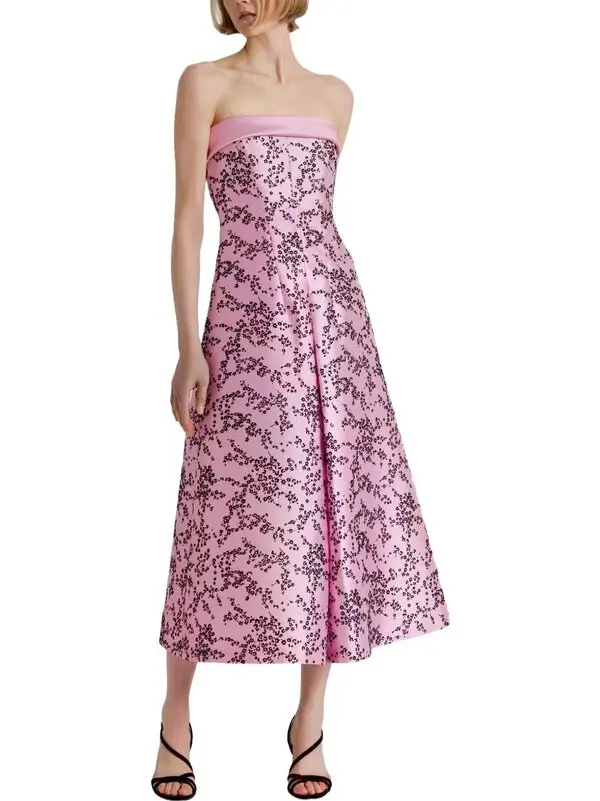 Alberta Ferretti Strapless Floral Print Dress - Pink