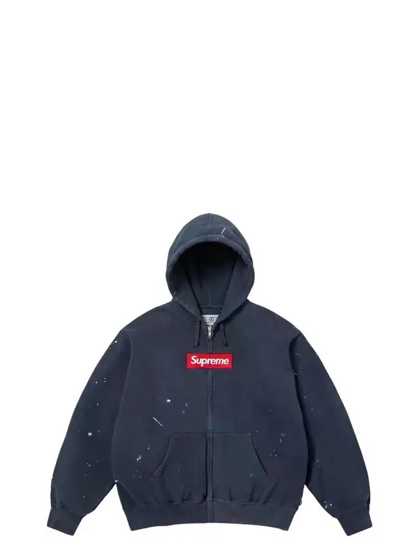 Supreme Box Logo Paint-splatter Hoodie - Blue