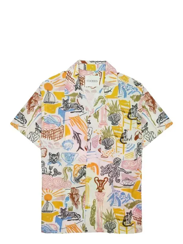 Closed Graphic-print Short-sleeve Shirt - White