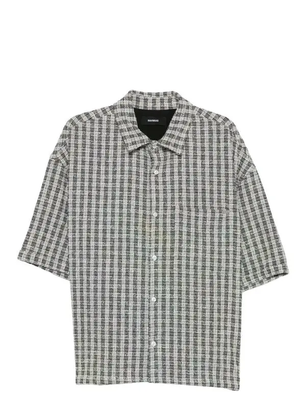 NAHMIAS Check-pattern Short-sleeve Cropped Cotton Shirt - Black