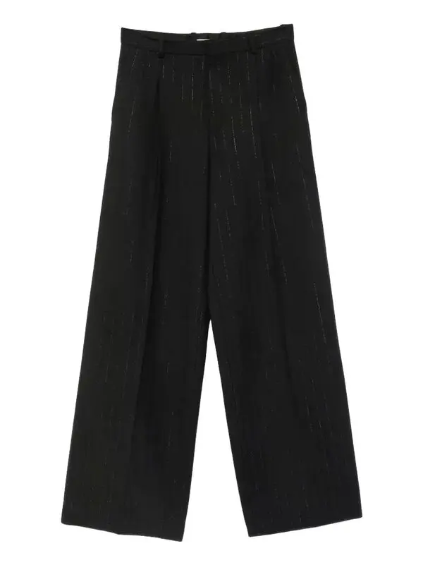 Sandro Pinstripe Pleated Palazzo Pants - Black