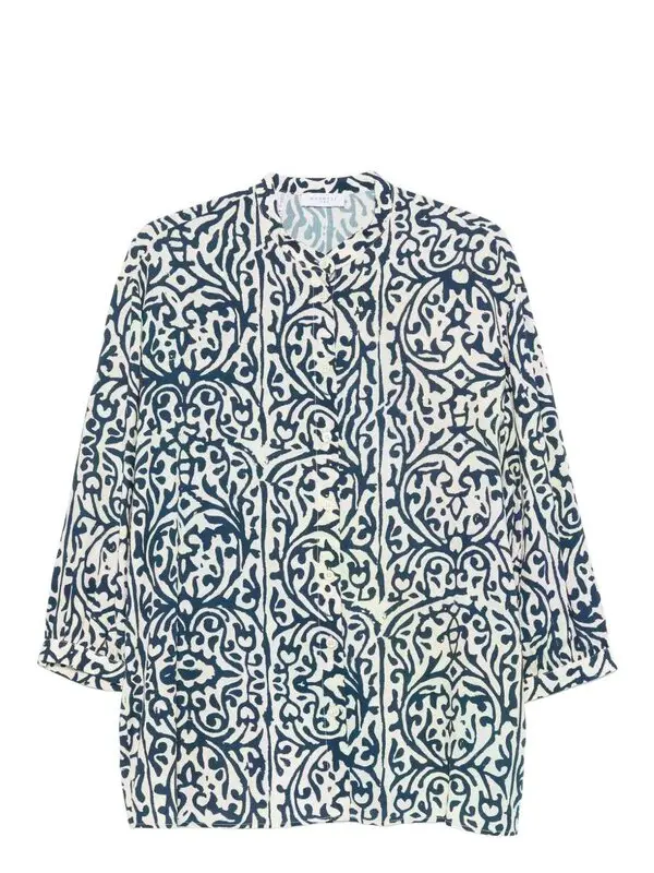 ZANETTI Band Collar Shirt - Neutrals