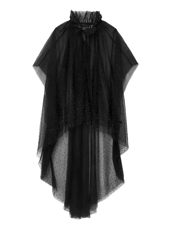 ALLSAINTS Ruffled Embellished Sheer Blouse - Black