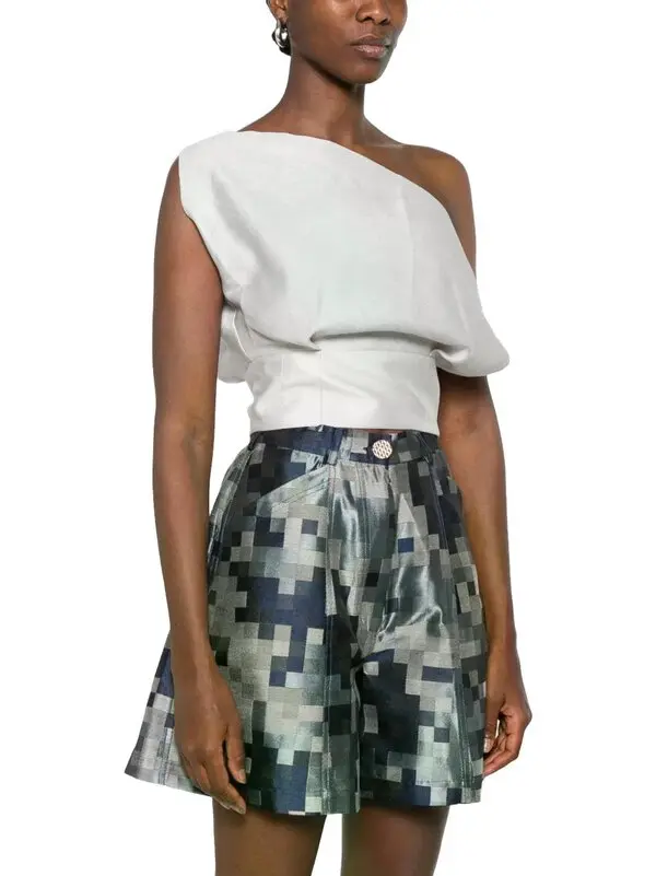 Leen Mougrhabi Asymmetric Off-shoulder Top - Grey