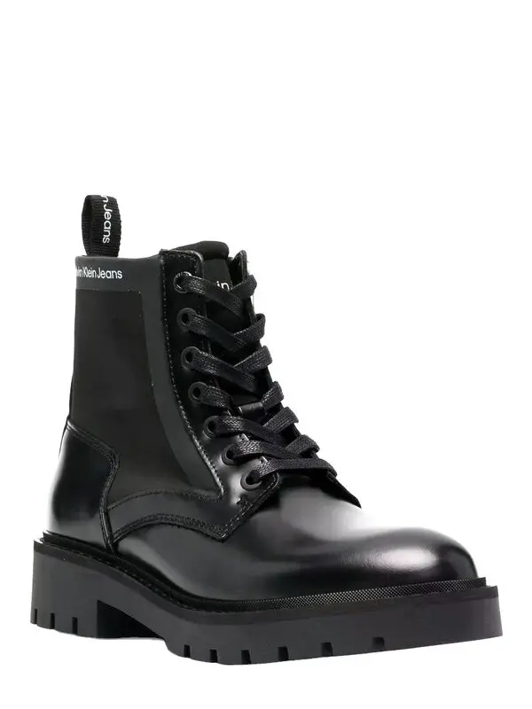 Calvin Klein Leather Combat Boots - Black